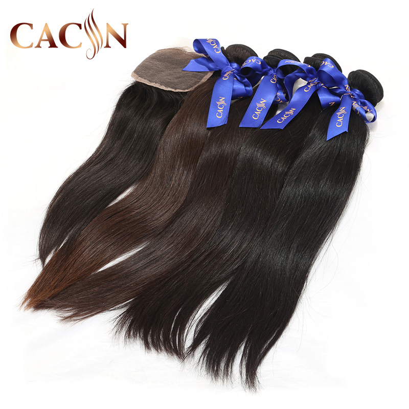 4 bundles hair with lace closure, straight weave with closure,